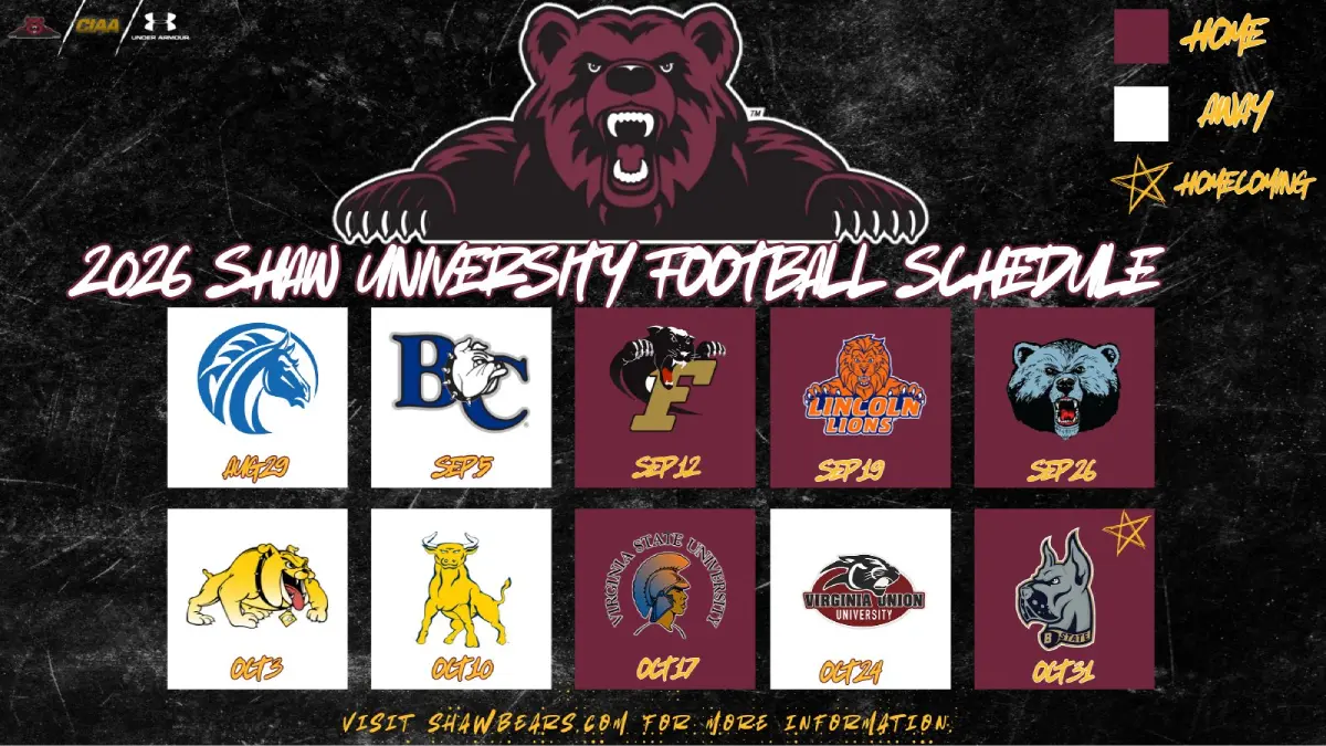 Shaw Football Schedule - NCFootballNews